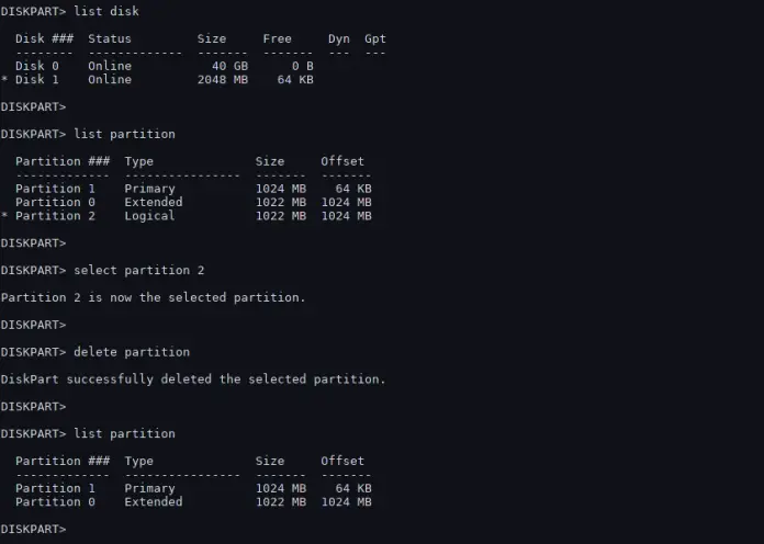 Create Disk Partitions In Windows Using Diskpart Command