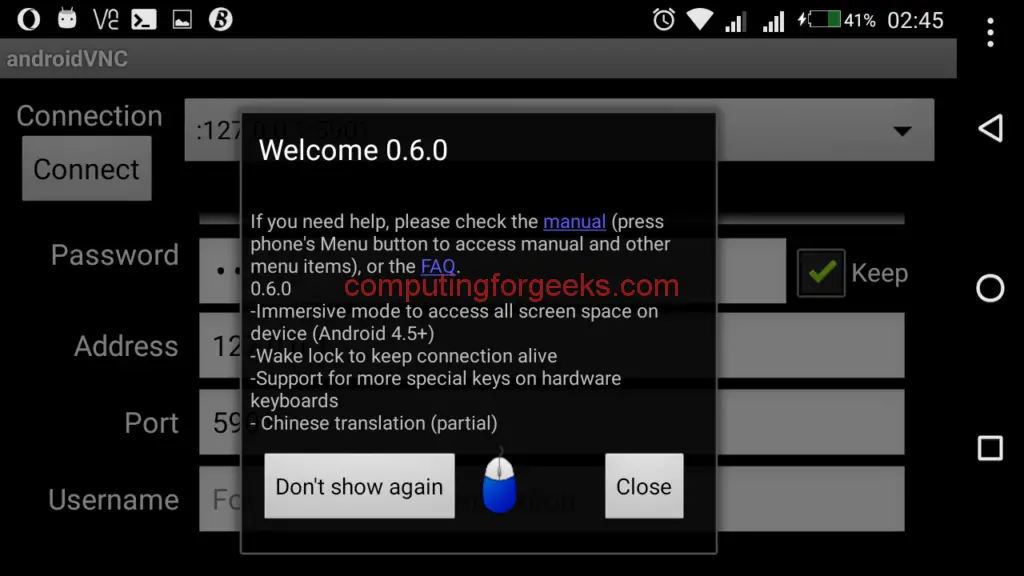 Setup x11vnc server on Linux with android vnc clients | ComputingForGeeks