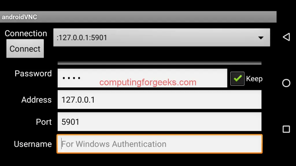 Setup x11vnc server on Linux with android vnc clients | ComputingForGeeks