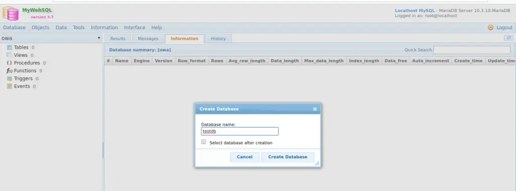 How To Install MyWebSQL on RHEL 8 / CentOS 8 | ComputingForGeeks How To Install MyWebSQL on RHEL 8 / CentOS 8 | ComputingForGeeks