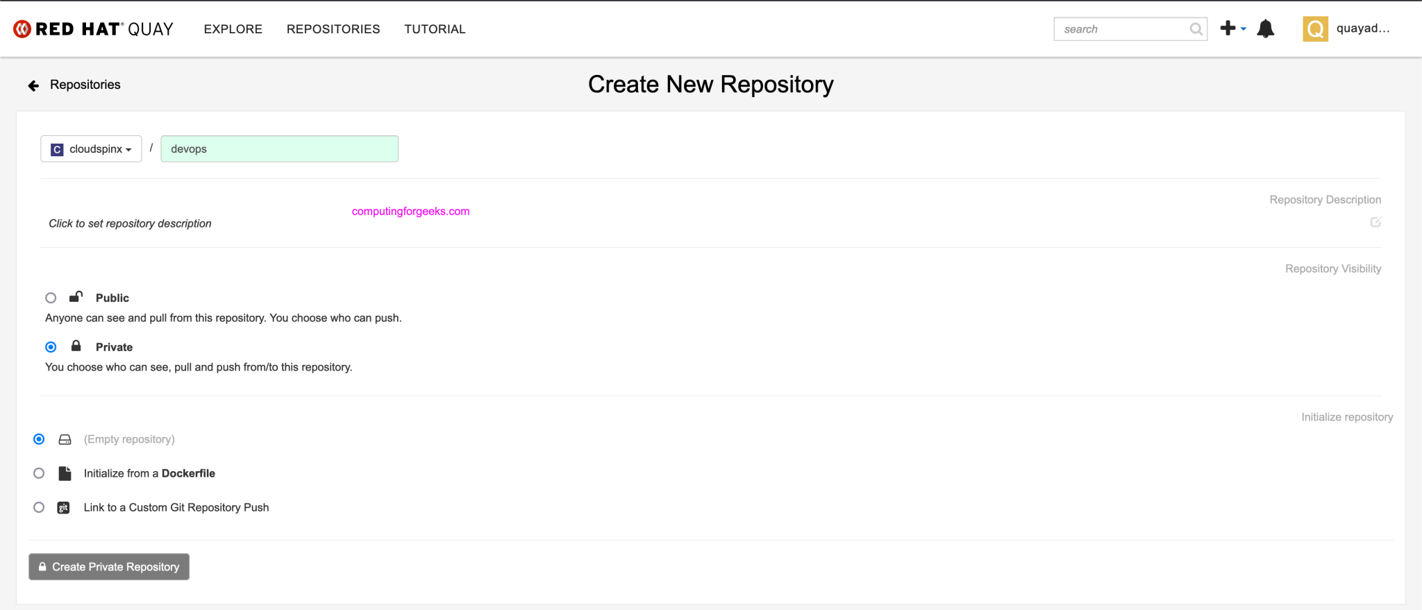 Setup Red Hat Quay Registry on Linux using Podman | ComputingForGeeks