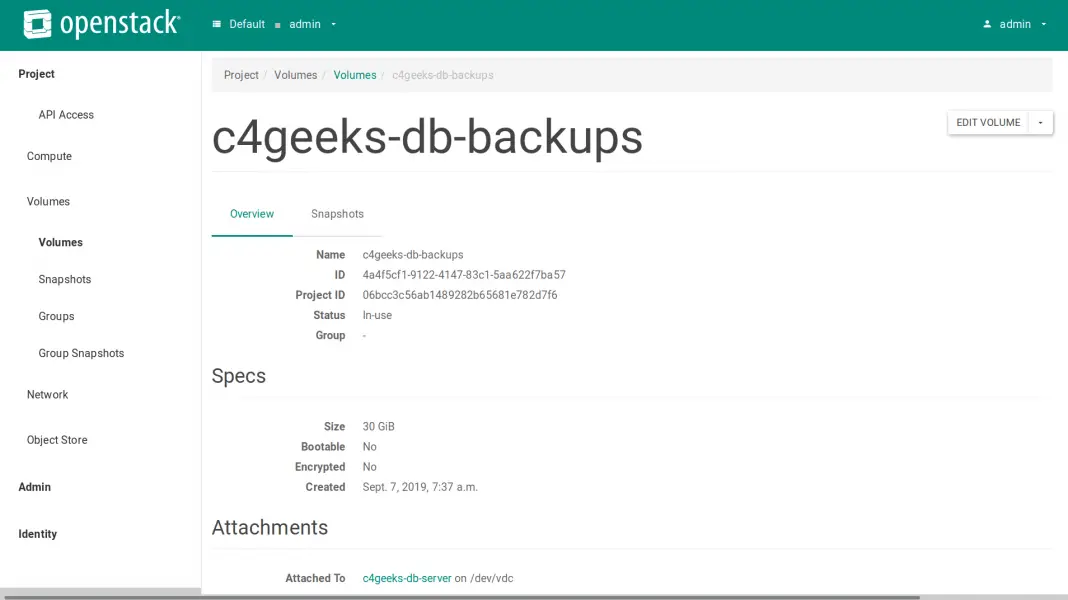 Create Cinder Volumes in OpenStack and Attach to VM | ComputingForGeeks