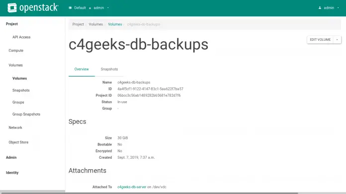 Create Cinder Volumes in OpenStack and Attach to VM | ComputingForGeeks