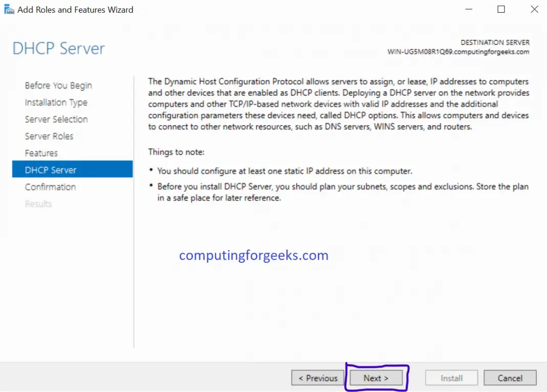 Install and Configure DHCP Server on Windows Server 2019 ...