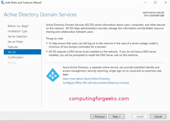 Install Active Directory Domain Services in Windows Server 2019 ...