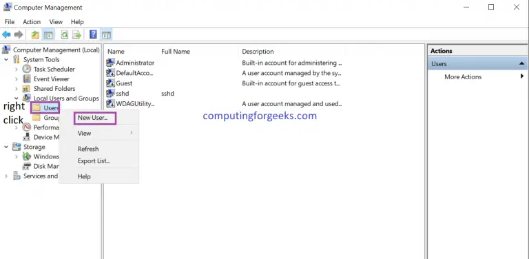 Adding a Local User Account to Windows Server 2019 | ComputingForGeeks