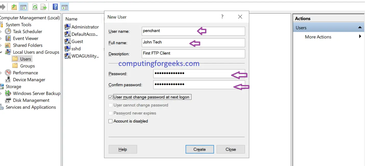 Adding a Local User Account to Windows Server 2019 | ComputingForGeeks