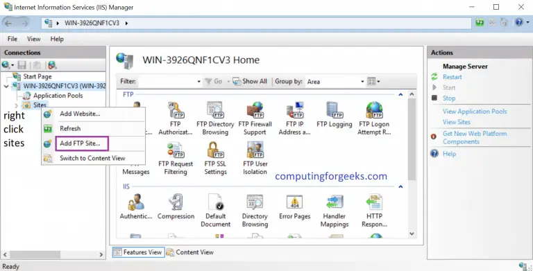 How To add FTP Site on Windows Server 2019 | ComputingForGeeks
