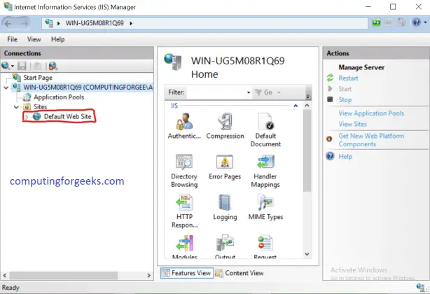 How To Configure Default Site in IIS Server 2019 | ComputingForGeeks ...