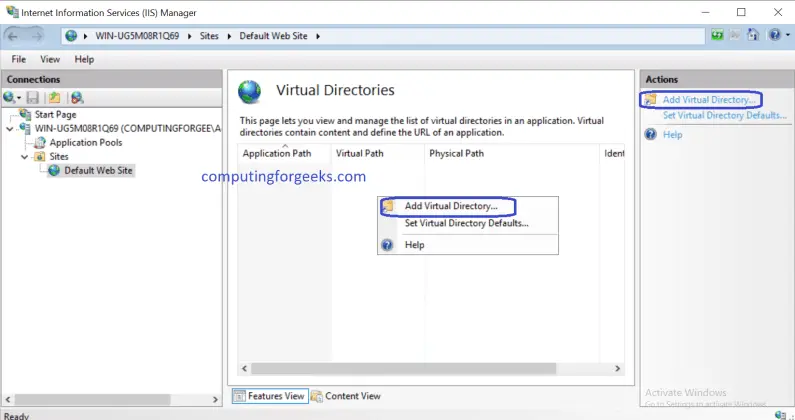 Configure Virtual Directory on Windows IIS Server 2019 | ComputingForGeeks