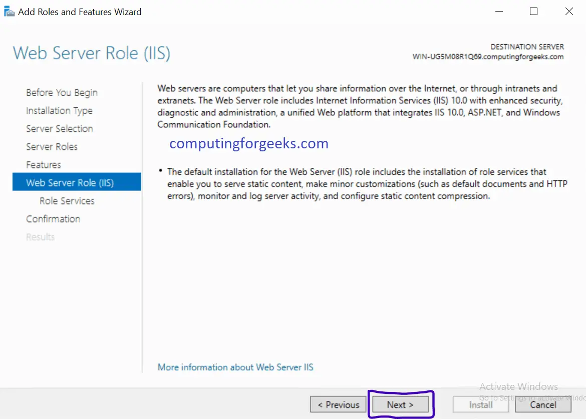 Configure Iis Web Server On Windows Server 2019 Computingforgeeks