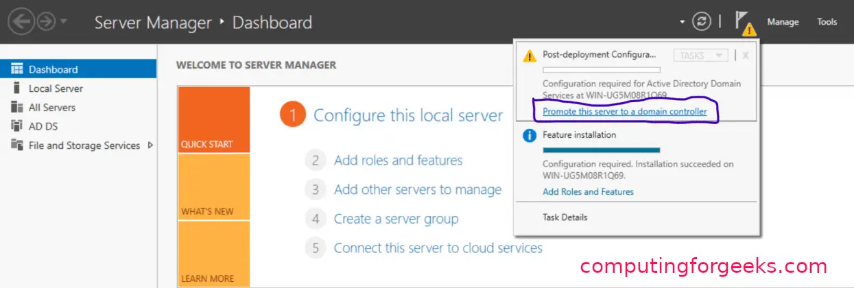 Install Active Directory Domain Services in Windows Server 2019 ...