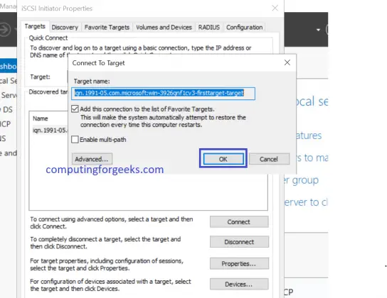 Configure Iscsi Initiator On Windows Server 2019 Computingforgeeks