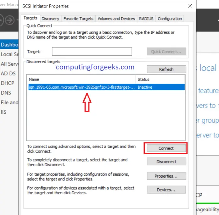 Configure iSCSI Initiator on Windows Server 2019 | ComputingForGeeks