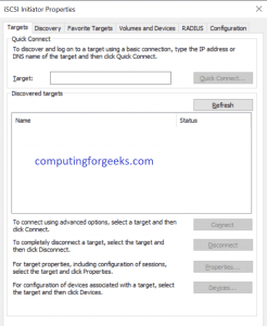 Configure iSCSI Initiator on Windows Server 2019 | ComputingForGeeks