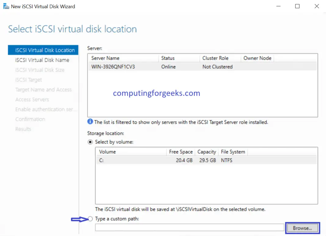 Install and Configure iSCSI Target on Windows Server 2019 ...