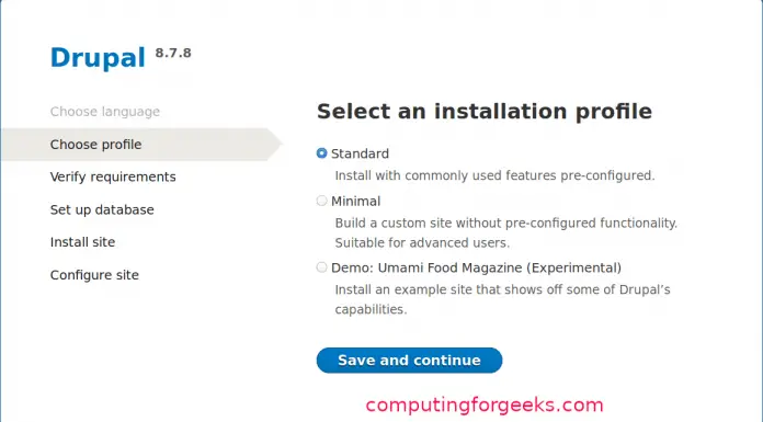 Install And Configure Drupal 8 On Centos 8 Rhel 8 Computingforgeeks 