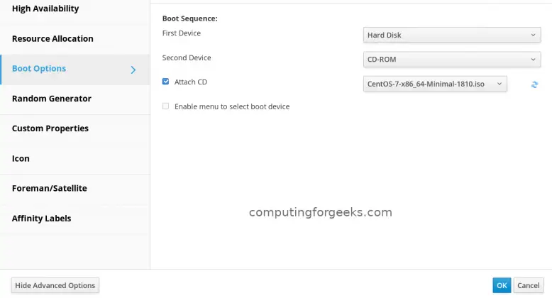 How To Install Virtual Machine From Iso On Ovirt Rhev Computingforgeeks