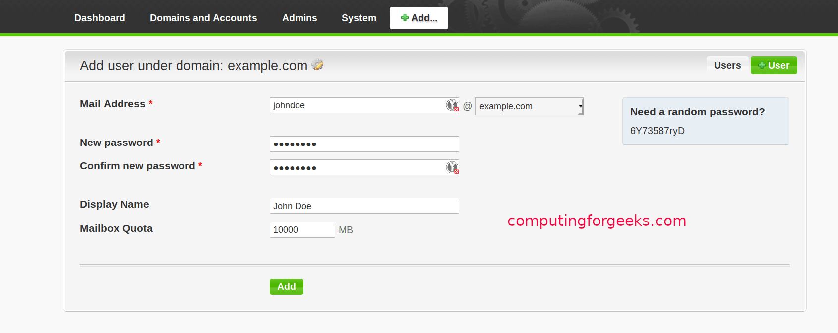 Add Domains and User Accounts to iRedMail Mail Server | ComputingForGeeks