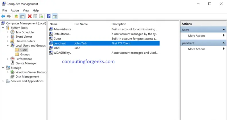 Adding a Local User Account to Windows Server 2019 | ComputingForGeeks