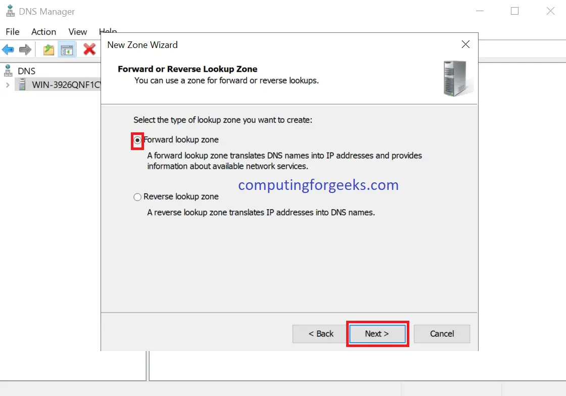 How To add DNS Forward Lookup Zone in Windows Server 2019 | ComputingForGeeks