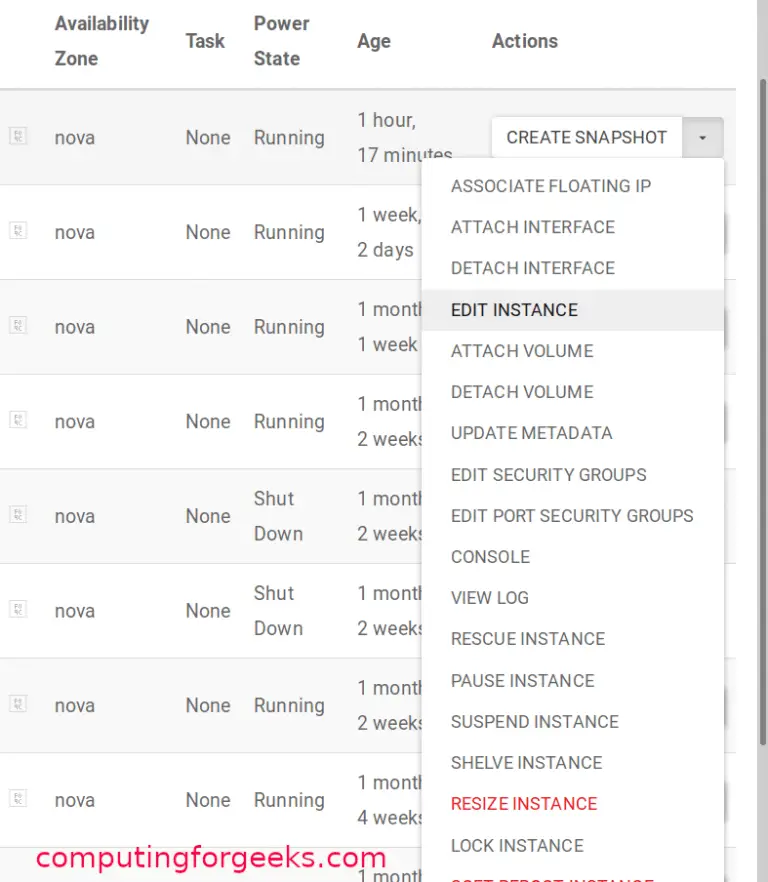 How To rename a Virtual Machine Instance in OpenStack | ComputingForGeeks