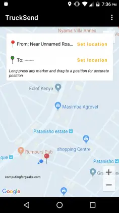 Android: Select location on the map using draggable markers and Google Search API ...