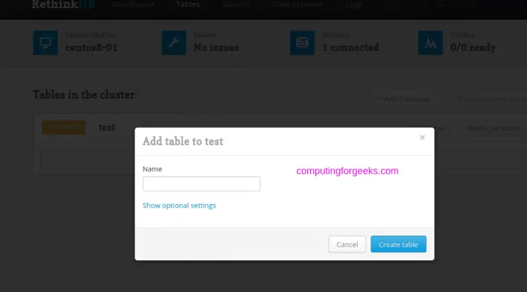 How To Install RethinkDB on CentOS 8 / CentOS 7 | ComputingForGeeks