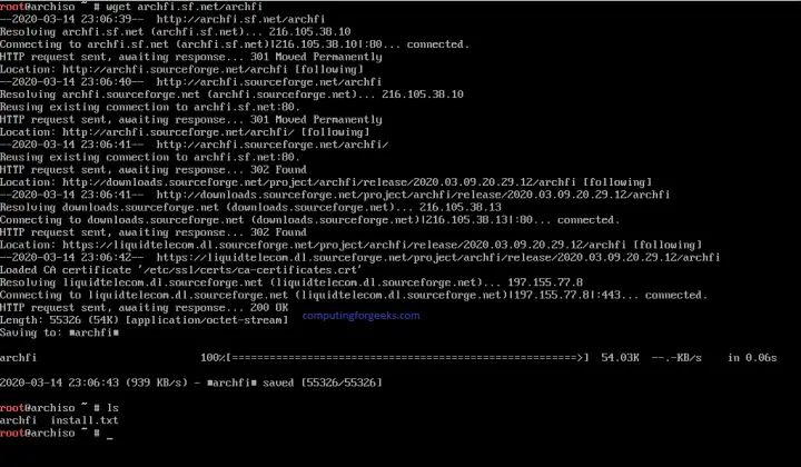 Arch Linux Easy and Fast Installation With Archfi | ComputingForGeeks