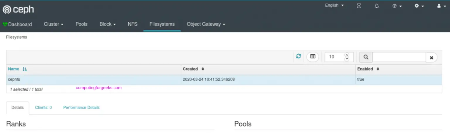 Ceph Persistent Storage for Kubernetes with Cephfs | ComputingForGeeks