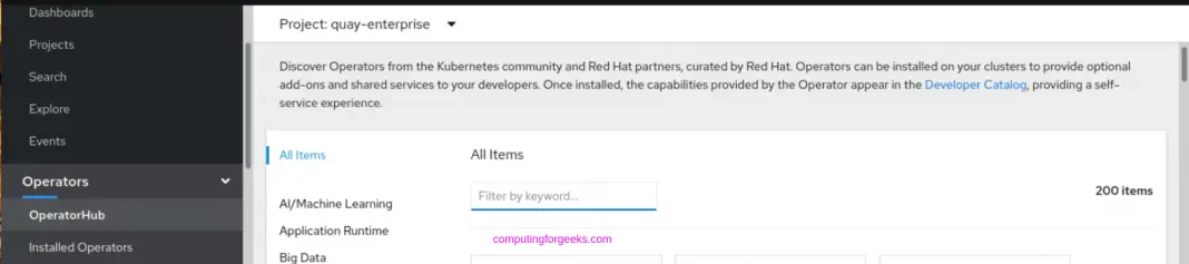 Install Project Quay Registry on OpenShift With Operator | ComputingForGeeks