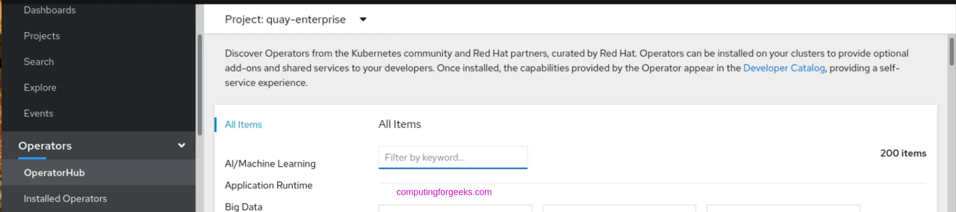 Install Project Quay Registry on OpenShift With Operator | ComputingForGeeks