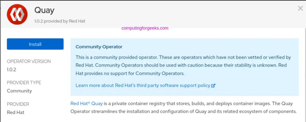 Install Project Quay Registry on OpenShift With Operator | ComputingForGeeks