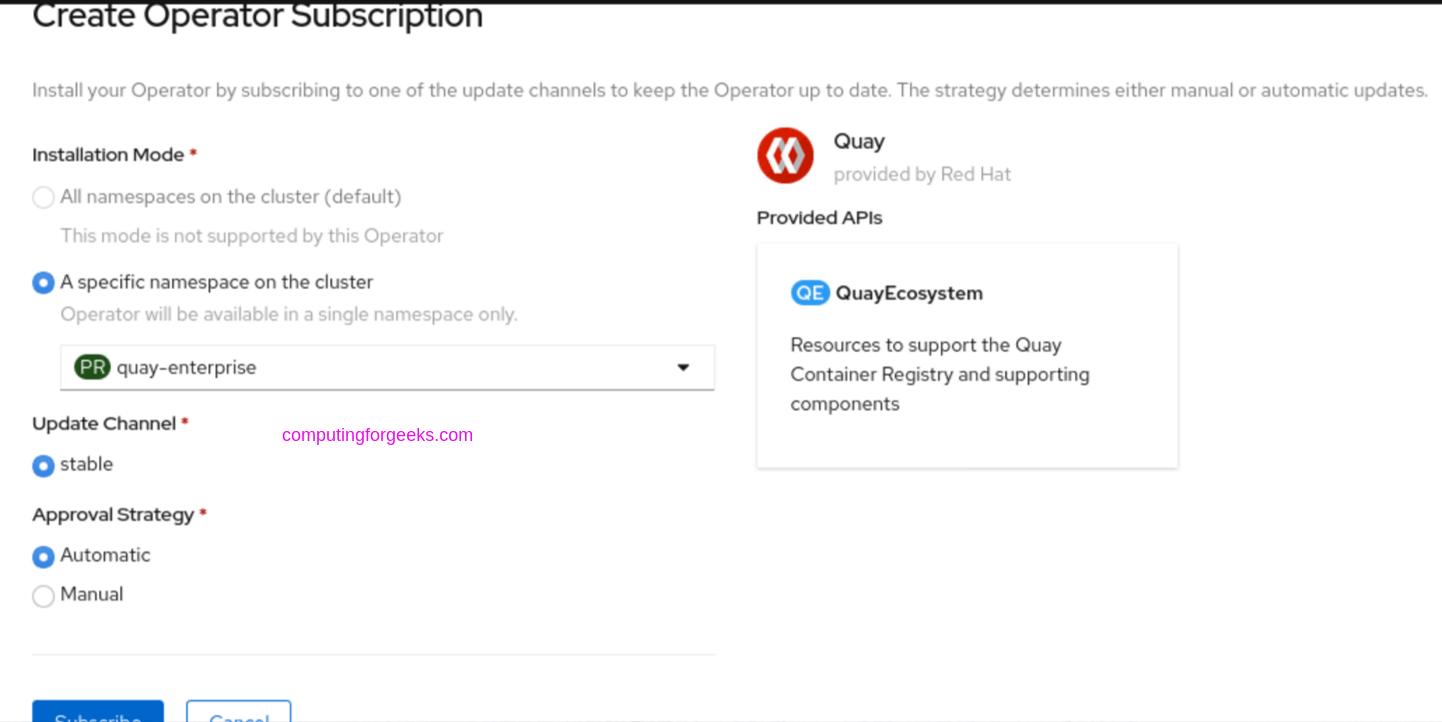 Install Project Quay Registry on OpenShift With Operator | ComputingForGeeks