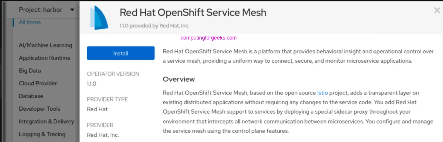How To Install Istio Service Mesh on OpenShift 4.x | ComputingForGeeks