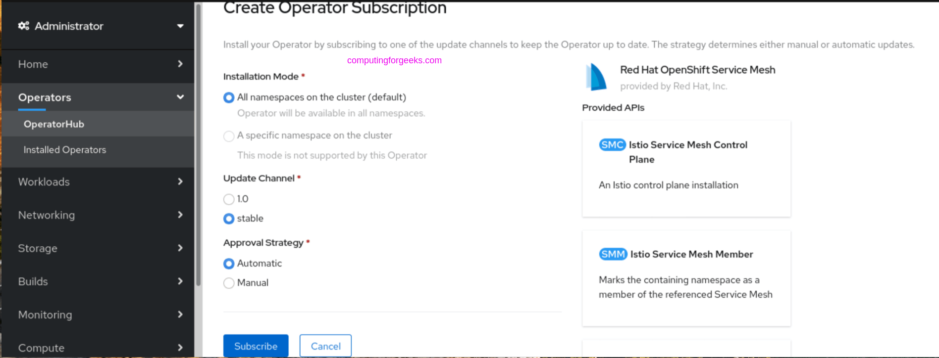 How To Install Istio Service Mesh on OpenShift 4.x | ComputingForGeeks
