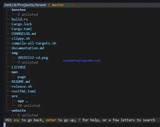 broot - Easy way to see and navigate directory trees in Linux | ComputingForGeeks