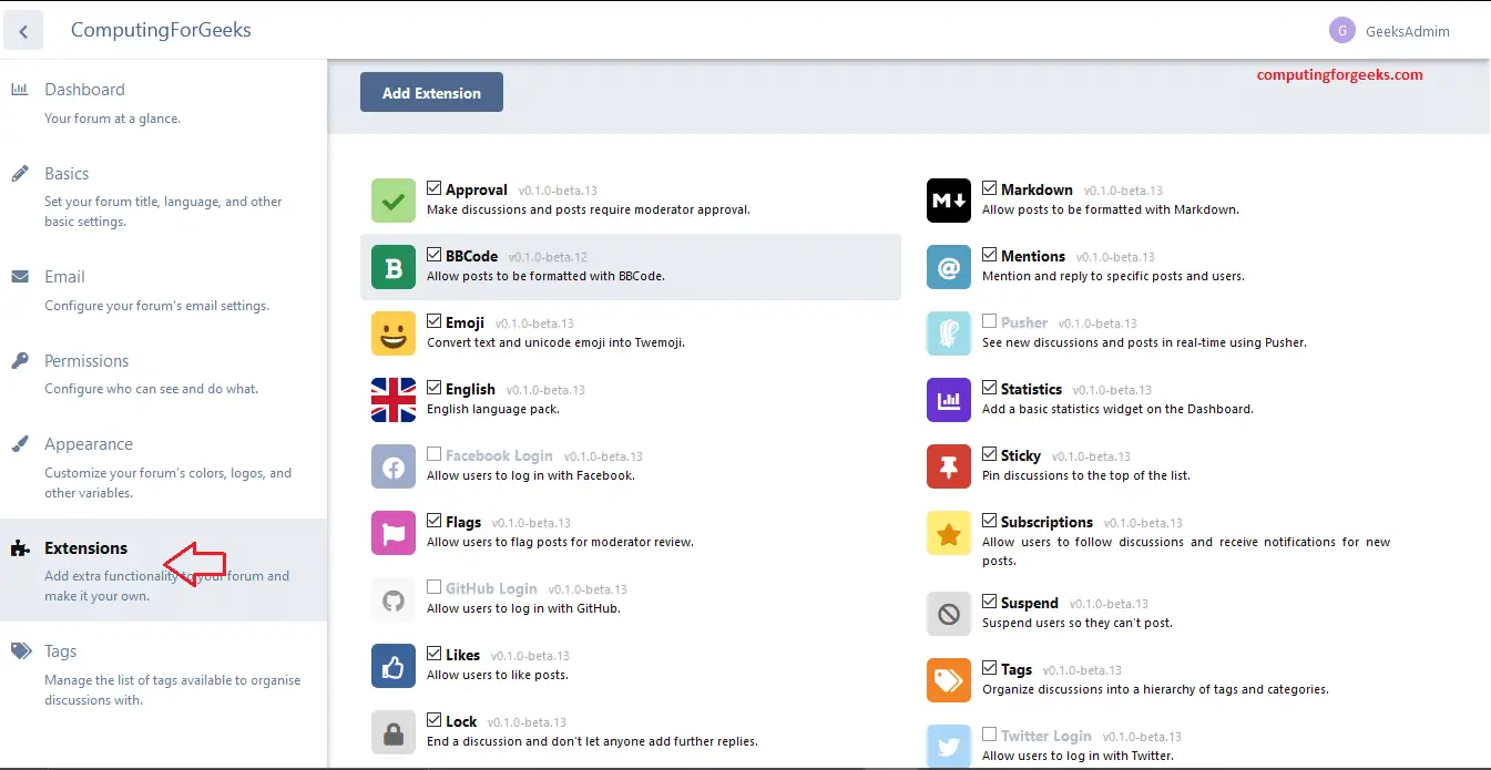 How To Create Forum Discussion Website using Flarum | ComputingForGeeks