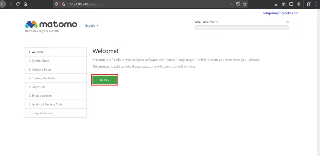 Install Matomo Analytics on CentOS 8|Rocky Linux 8|AlmaLinux 8 | ComputingForGeeks
