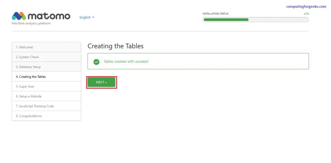 Install Matomo Analytics on CentOS 8|Rocky Linux 8|AlmaLinux 8 | ComputingForGeeks