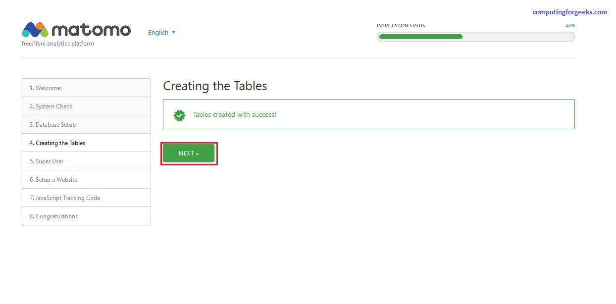 Install Matomo Analytics on CentOS 8|Rocky Linux 8|AlmaLinux 8 | ComputingForGeeks
