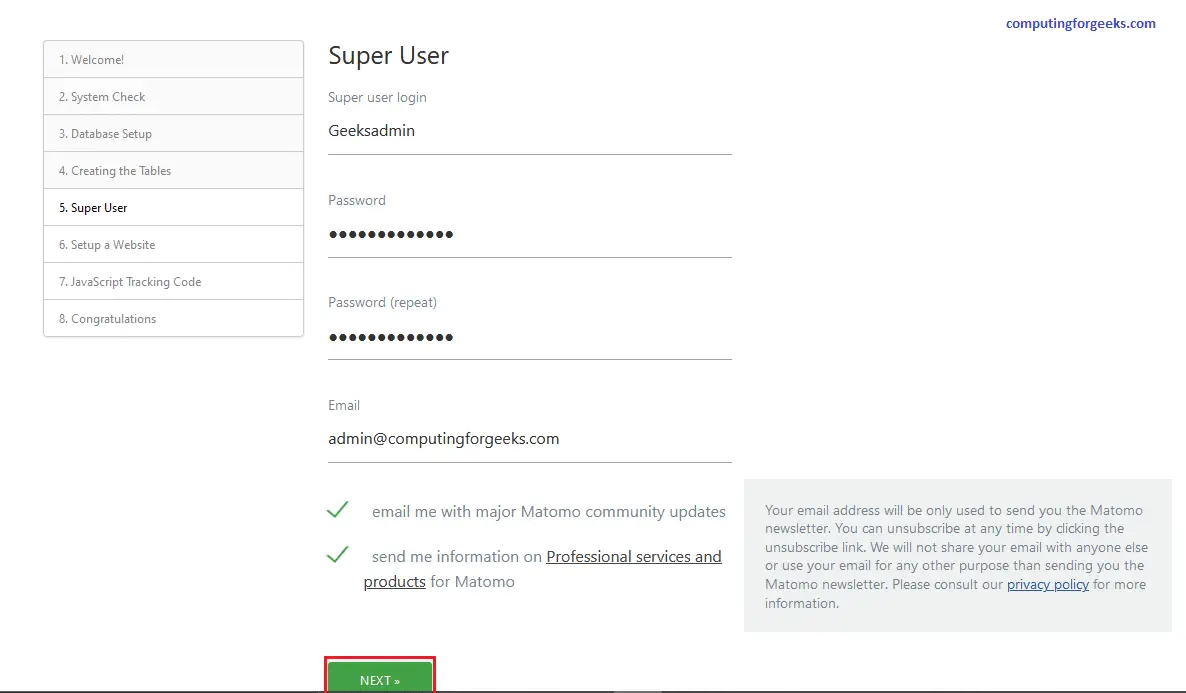 Install Matomo Analytics On Centos 8rocky Linux 8almalinux 8 Computingforgeeks