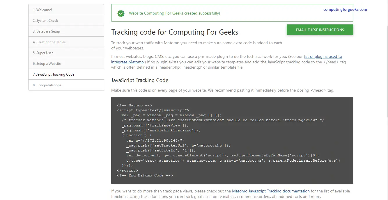 Install Matomo Analytics On Centos 8rocky Linux 8almalinux 8 Computingforgeeks