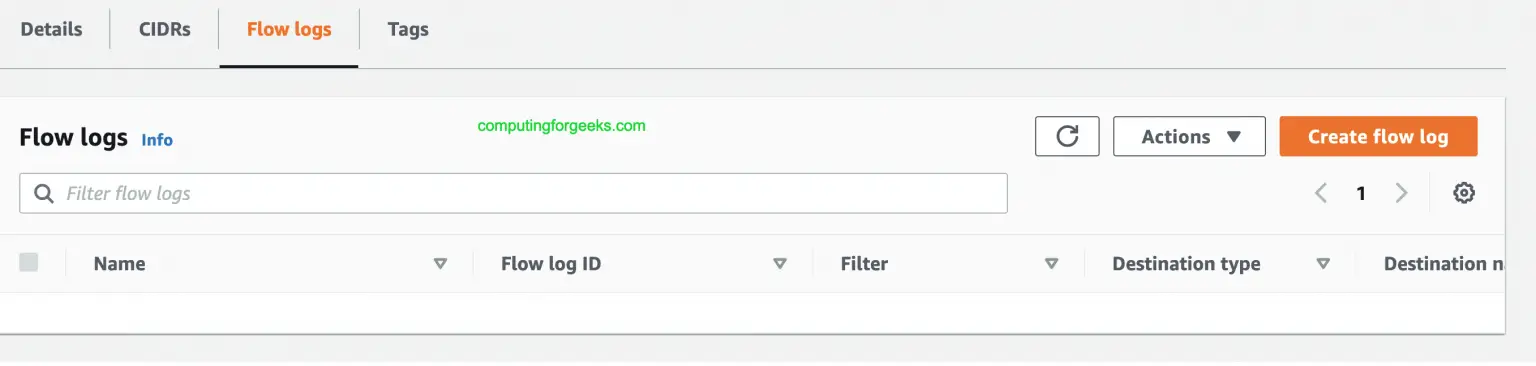 Configure AWS VPC Flow logs to CloudWatch Log group | ComputingForGeeks