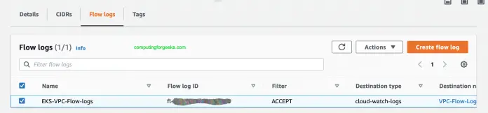 Configure AWS VPC Flow logs to CloudWatch Log group | ComputingForGeeks
