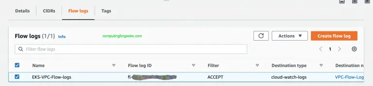 Configure AWS VPC Flow logs to CloudWatch Log group | ComputingForGeeks