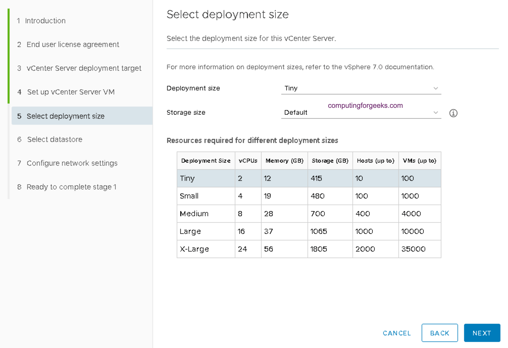 How To Install vCenter 7 Server Appliance on ESXi Host | ComputingForGeeks