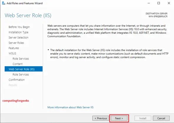 Install Windows Service Update Services (WSUS) on Windows server 2019 ...
