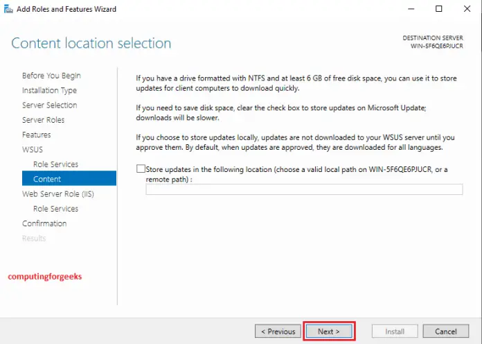 Install Windows Service Update Services (WSUS) on Windows server 2019 ...