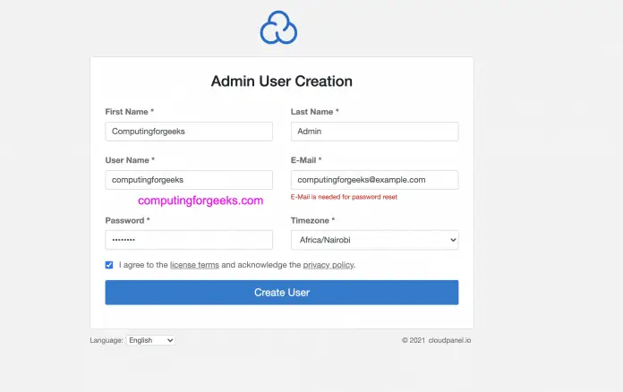Install Cloudpanel Control Panel On Debian 11 Bullseye Computingforgeeks